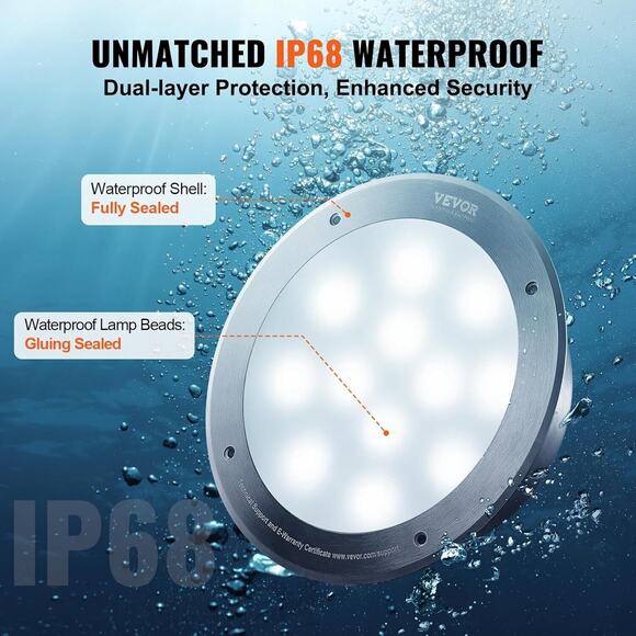 VEVOR | Holiday | Vevor 2v Led Pool Light 1 Inch 40w Rgbw Color ...